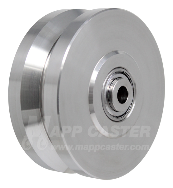 Stainless Steel 5" V-Groove Wheel - 1,600 Lbs Capacity – GroovedWheels.com